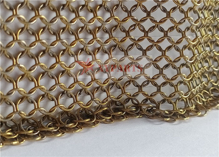 Gold Color Chainmail Mesh Curtain Stainless Steel For Interior Design