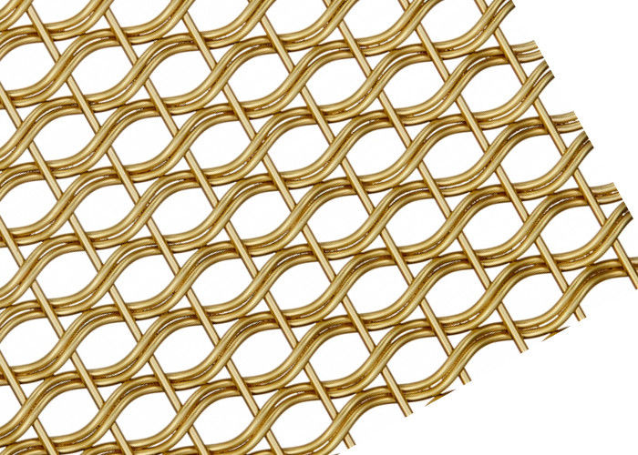 Light Brass Color Decorative Architectural Woven Mesh For Hall Screen ...