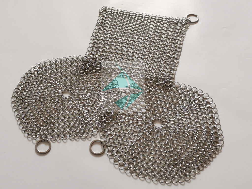 7x7" Stainless Steel Chain Mail Scrubber for Cast Iron Cookware