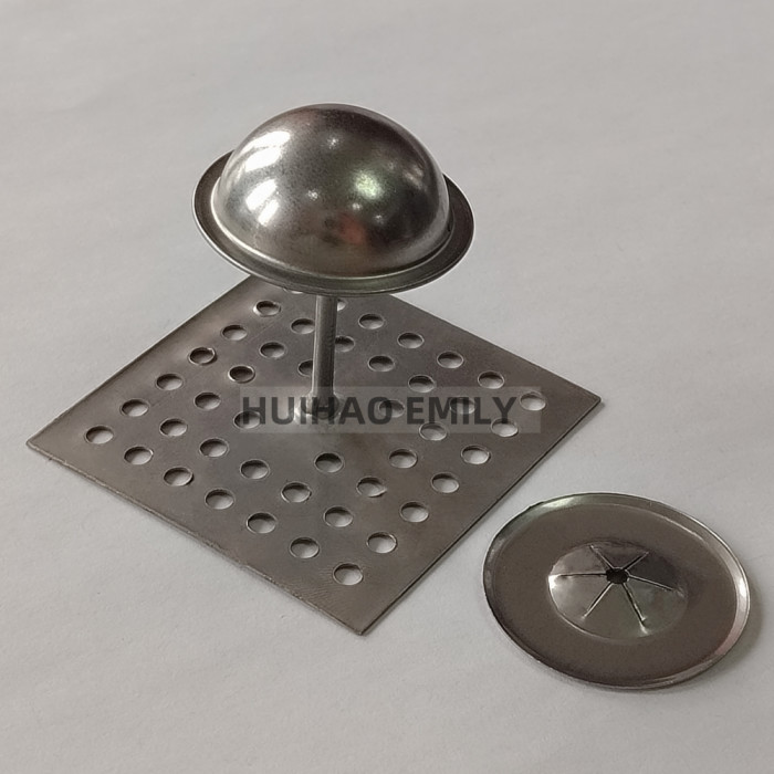 50mmx50mm Perforated Base Insulation Hanger Pins With Self Locking Washer