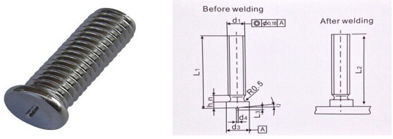 M3-M8 Mild Steel Weld Studs with Flange for Industrial Use