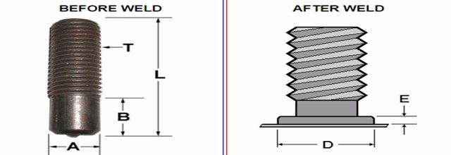 Stainless Steel Partial Thread ARC Welding Studs With A Pitch Diameter ...