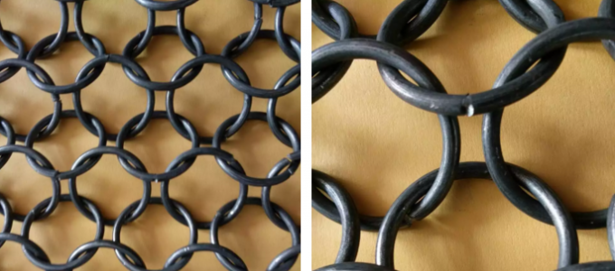 2MM Dia 20mm OD Golden Color Metal Ring Mesh Fabric For Hotel Metallic ...