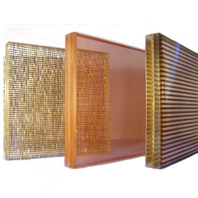 Architectural Decorative Glass Laminated Metal Mesh For Wall Partitioning