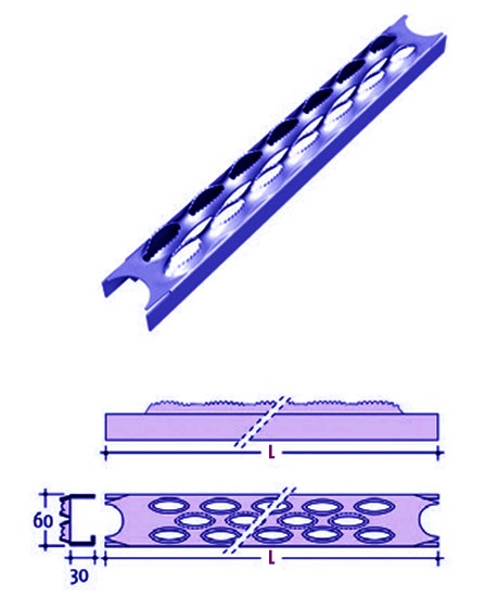 230mm Metal Perforated Grating Grip Strut Ladder Rungs