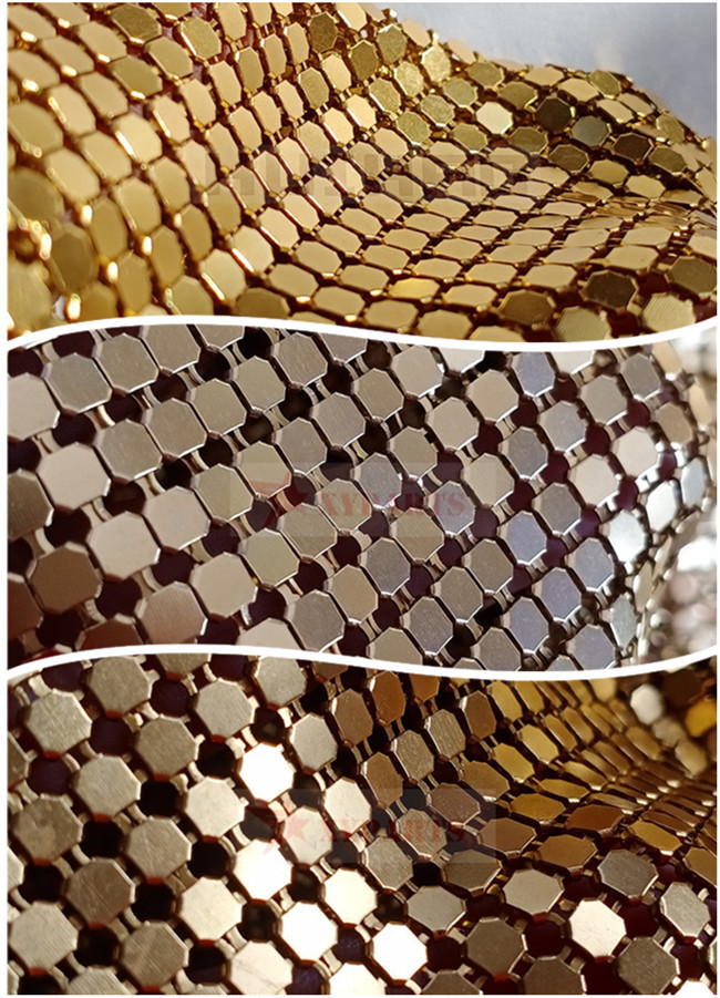 4x4mm Aluminium Metal Flake Fabric In Gold Used As Auxiliary Material