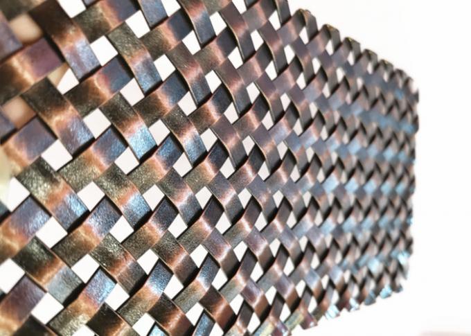 Antique Plated Woven Architectural Metal Mesh Fabric For Elevator Interior
